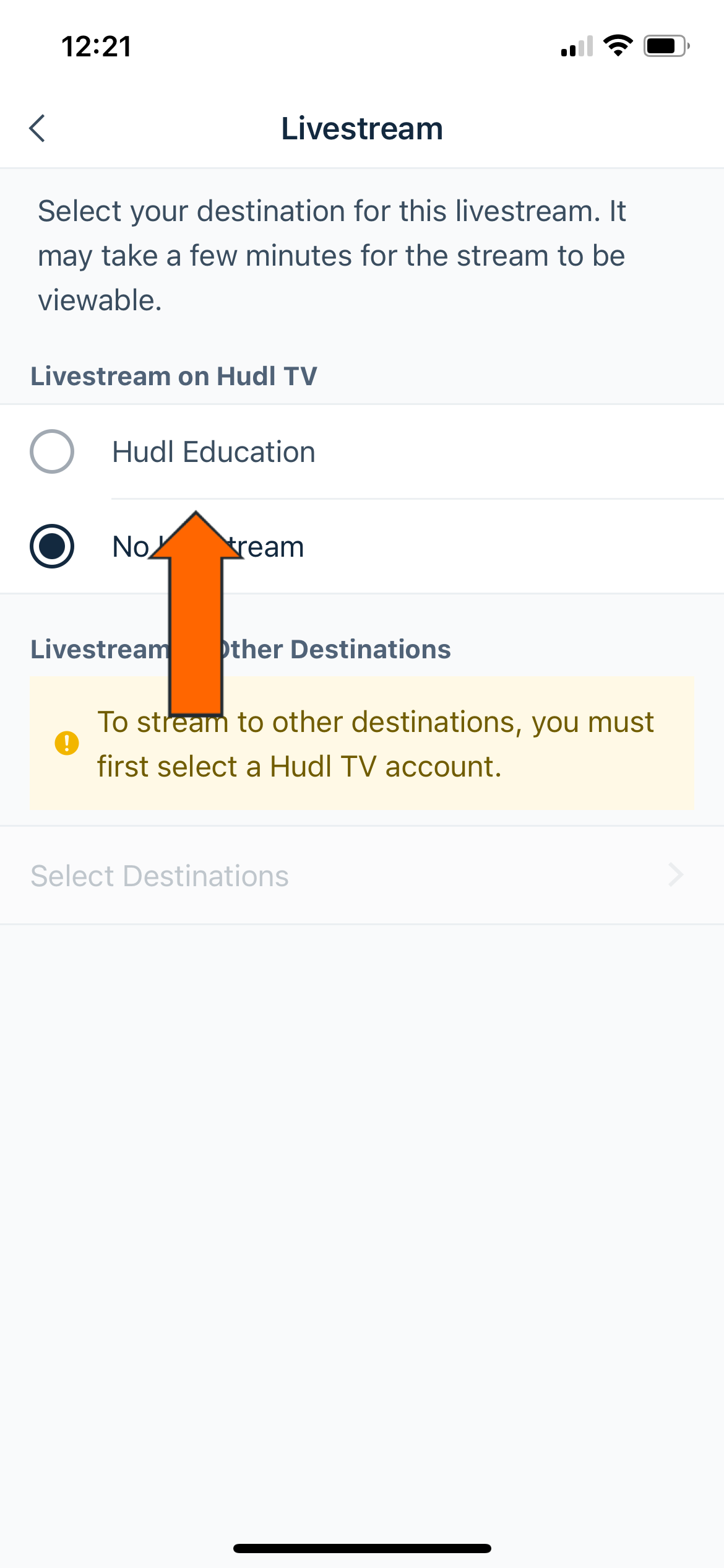 Livestream to Hudl Fan • Focus Point • Hudl Support