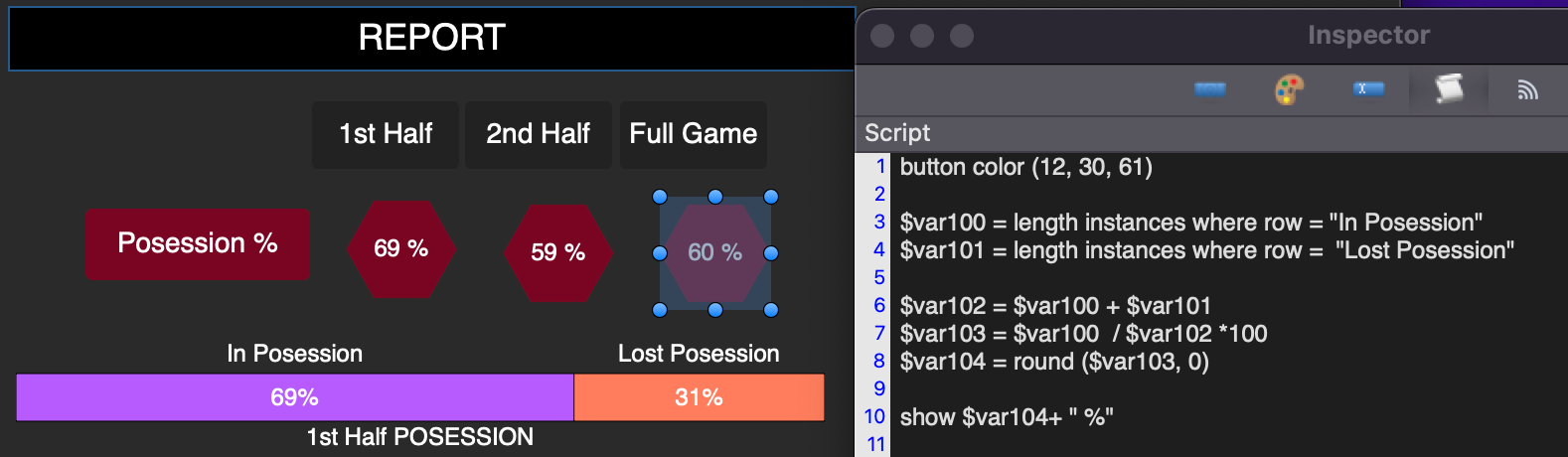 Calculate % of Possession with Chart • Hudl Support