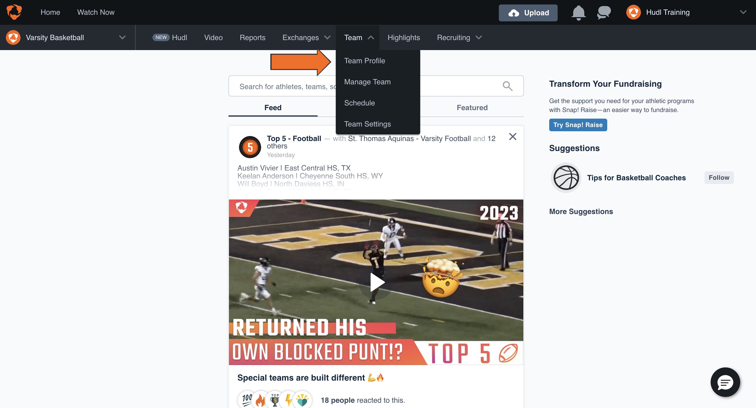 Edit Team Profile • Hudl Support