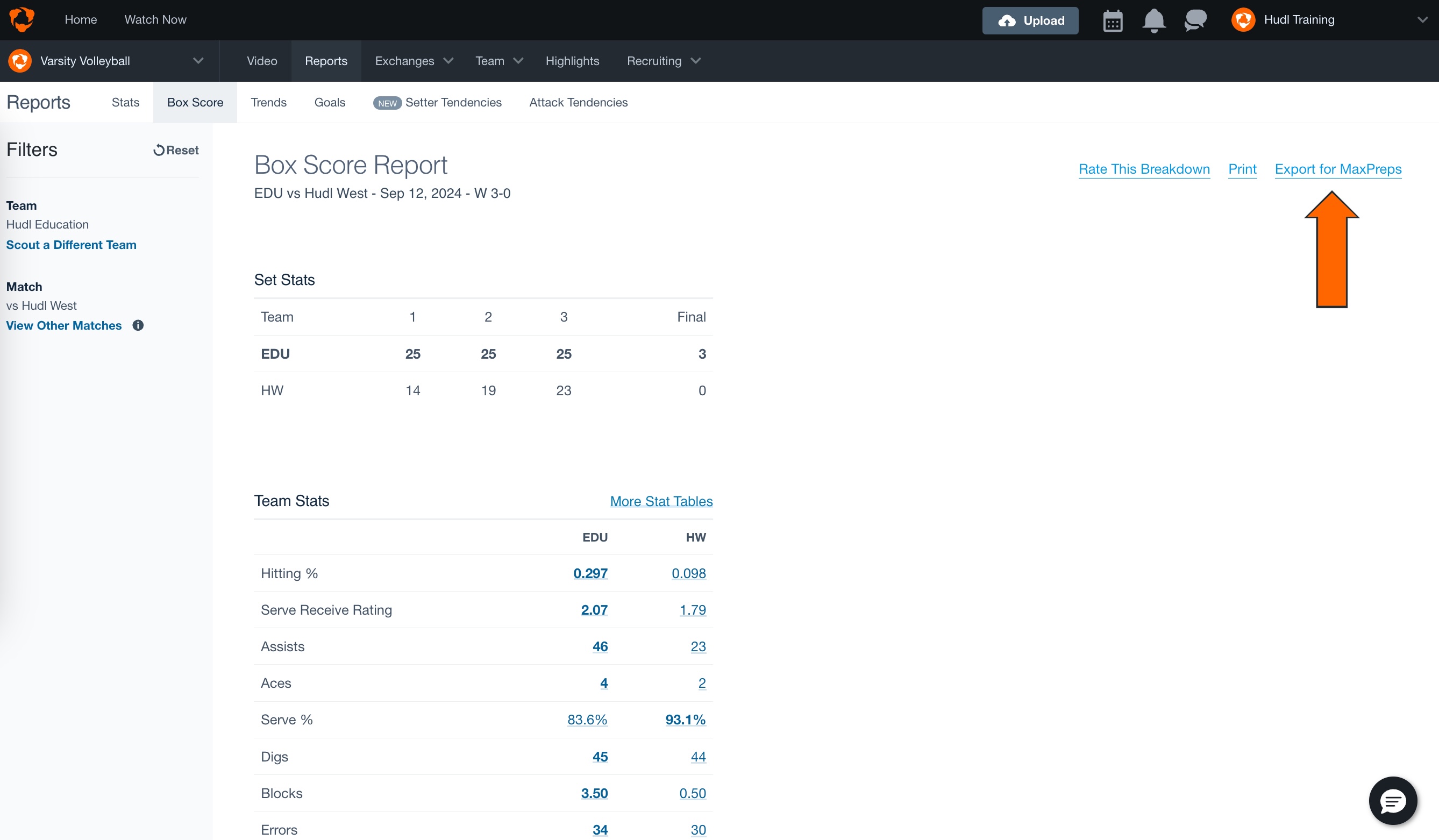 Export Stats to MaxPreps • Hudl Support
