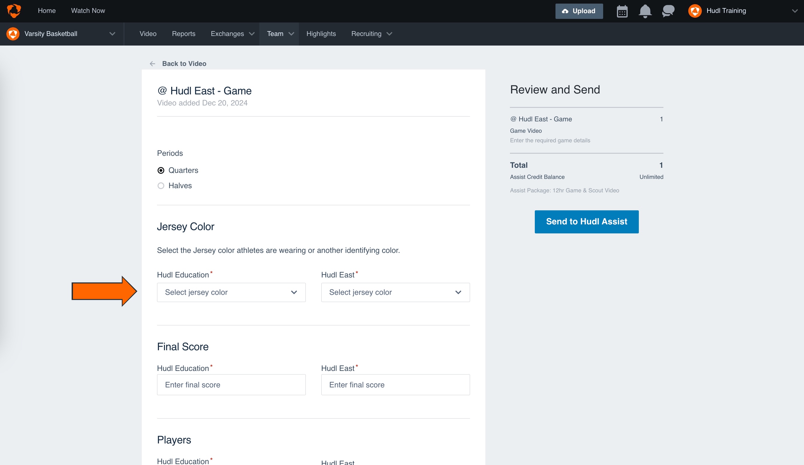 Submit a Game to Hudl Assist • Hudl Support