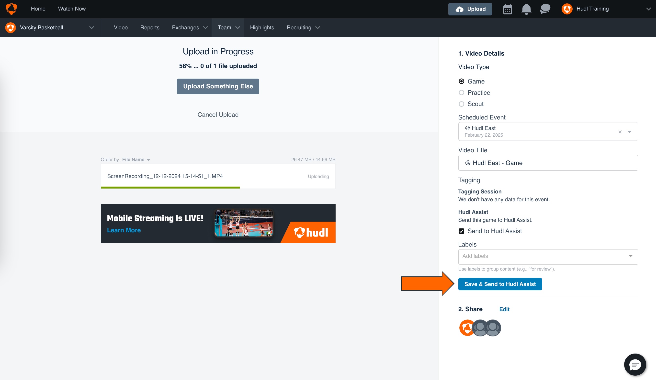 Submit a Game to Hudl Assist • Hudl Support