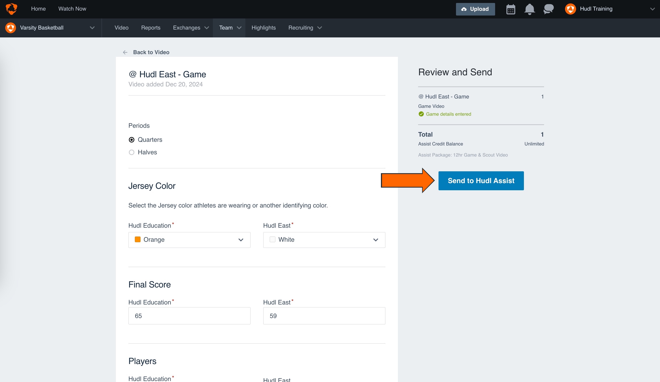 Submit a Game to Hudl Assist • Hudl Support