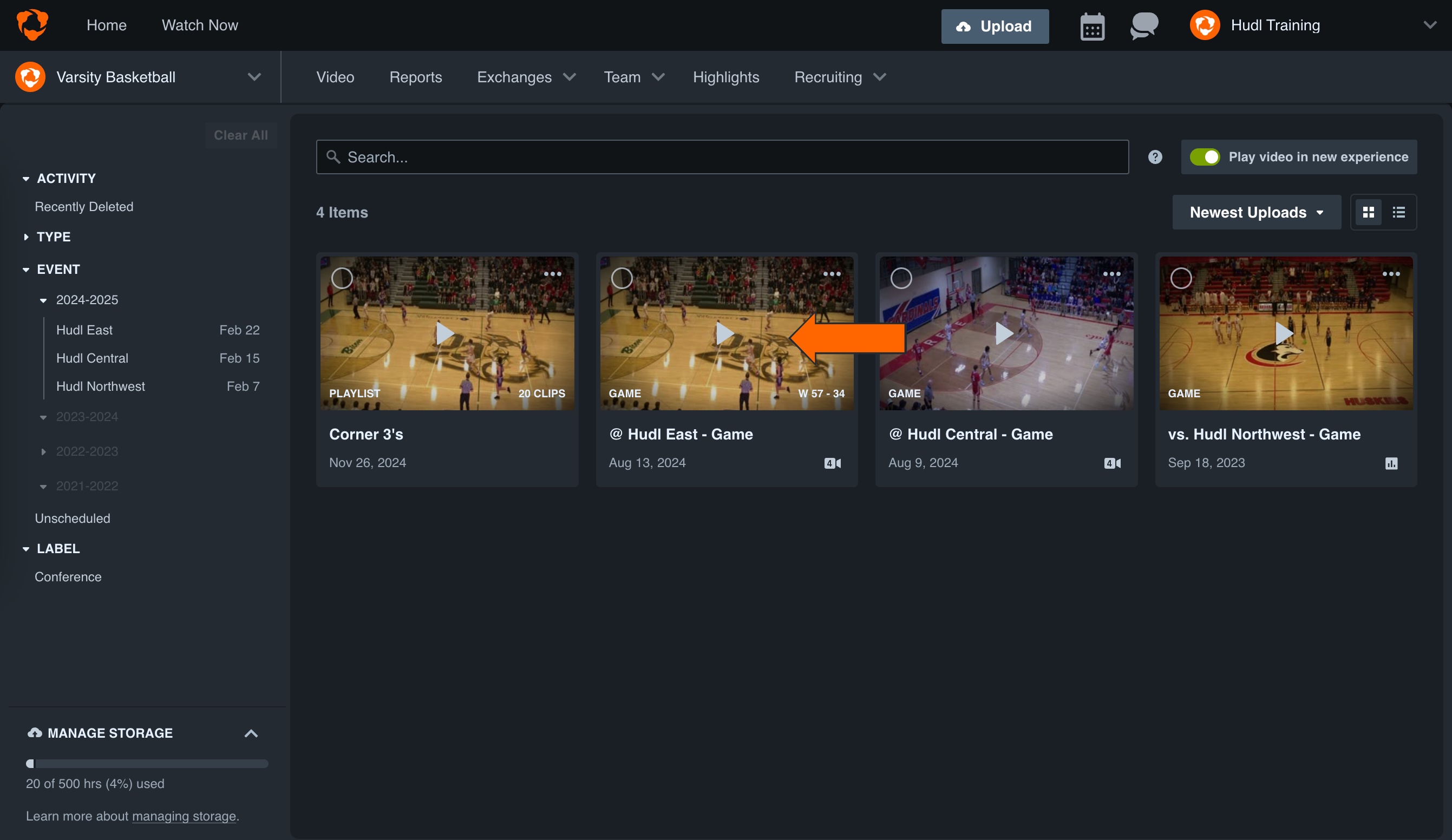 Download Video • New Hudl Library • Hudl Support