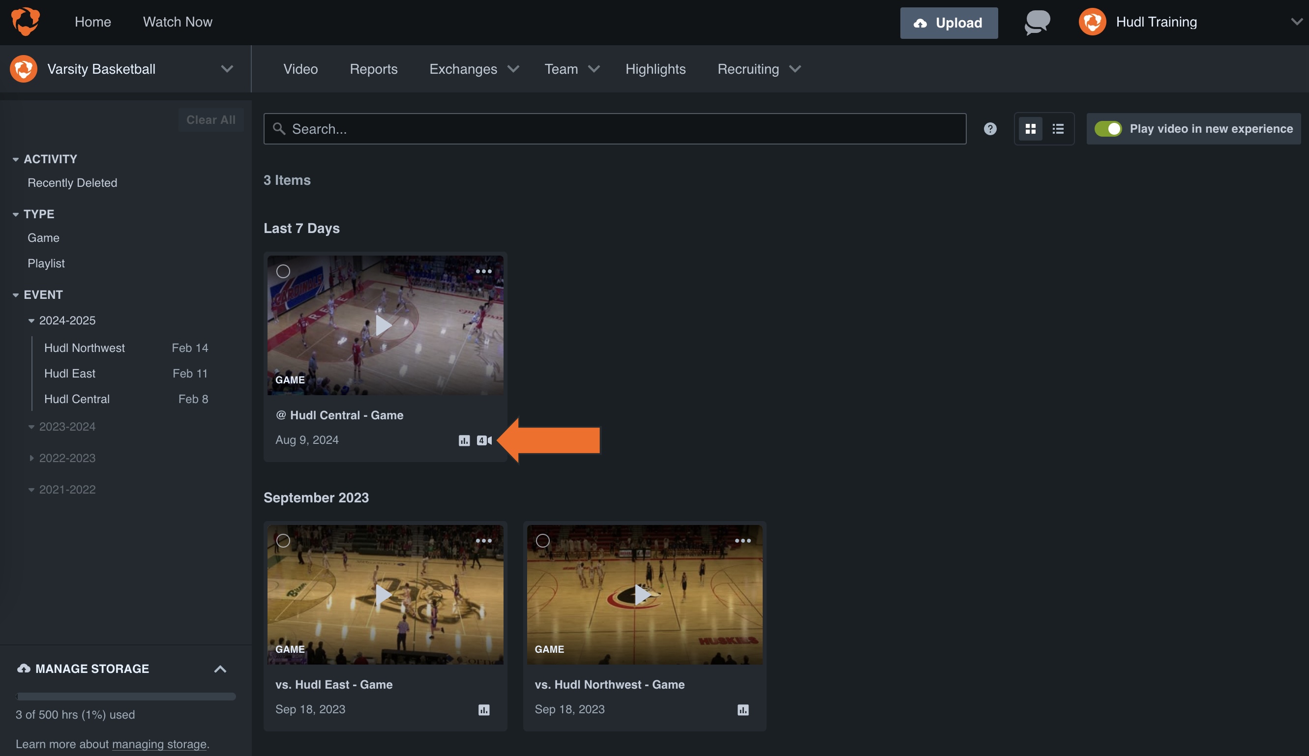 Manage Storage Hours • Library • Hudl Support