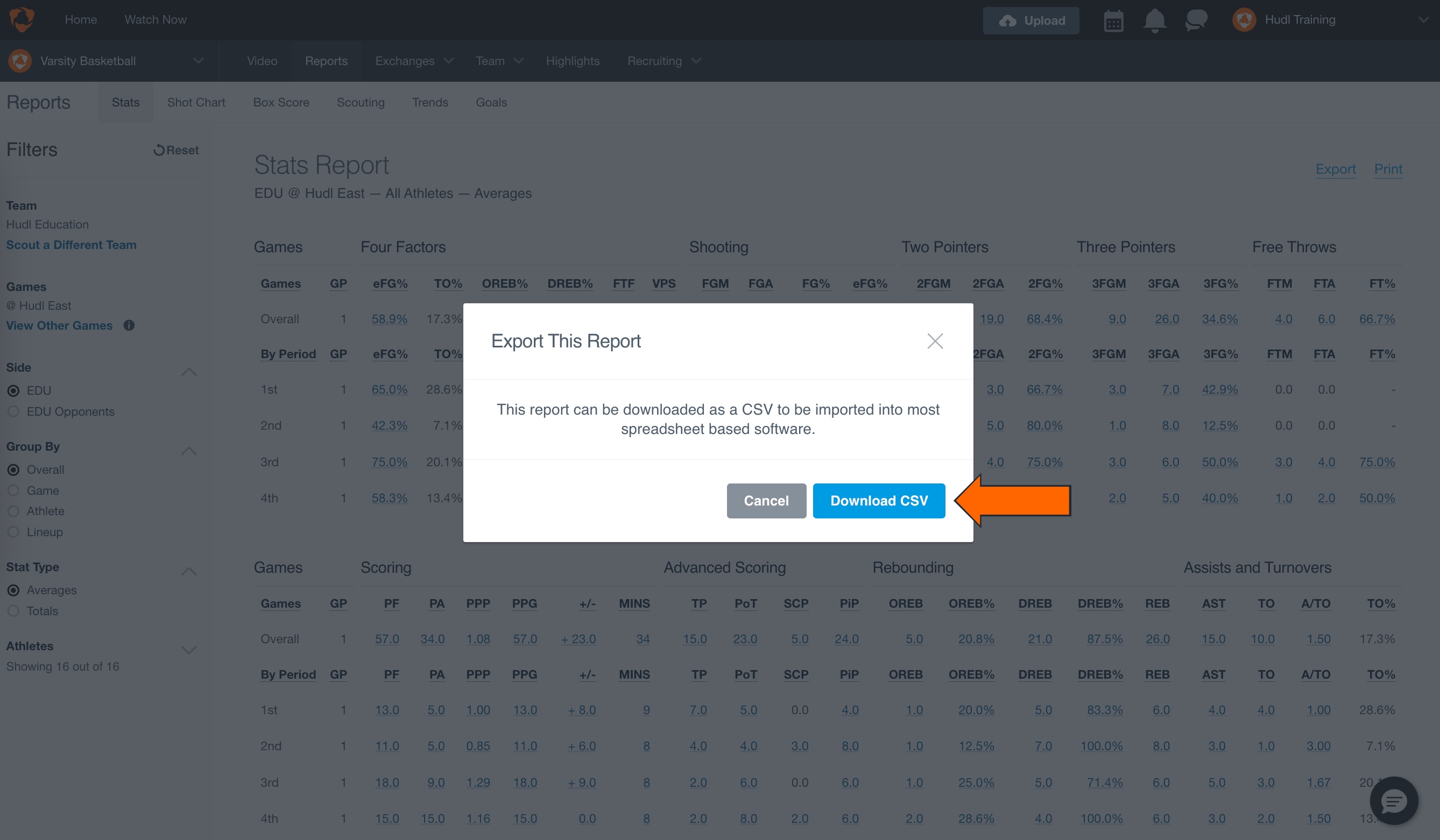 Export Reports to CSV • Hudl Support
