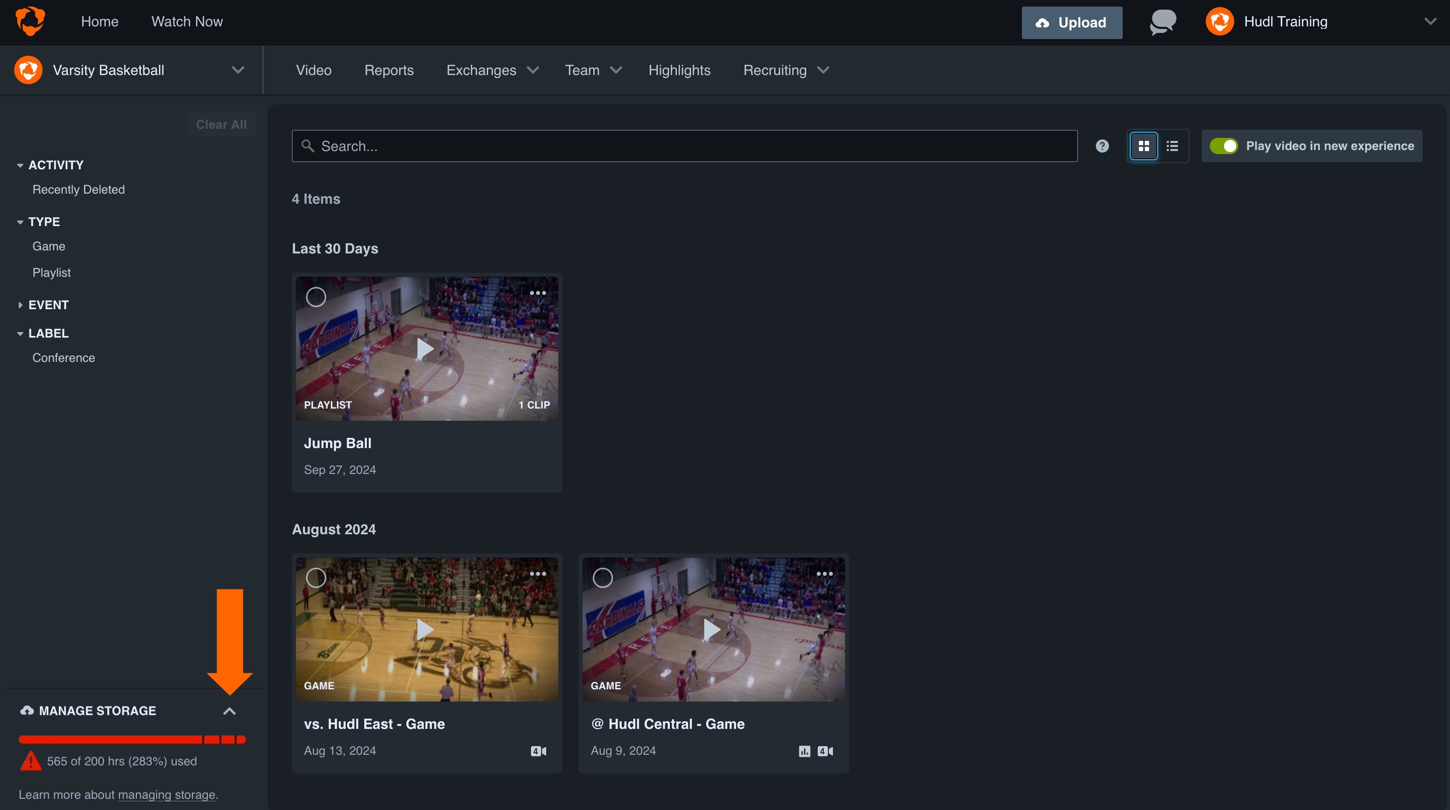 Manage Storage Hours • Library • Hudl Support