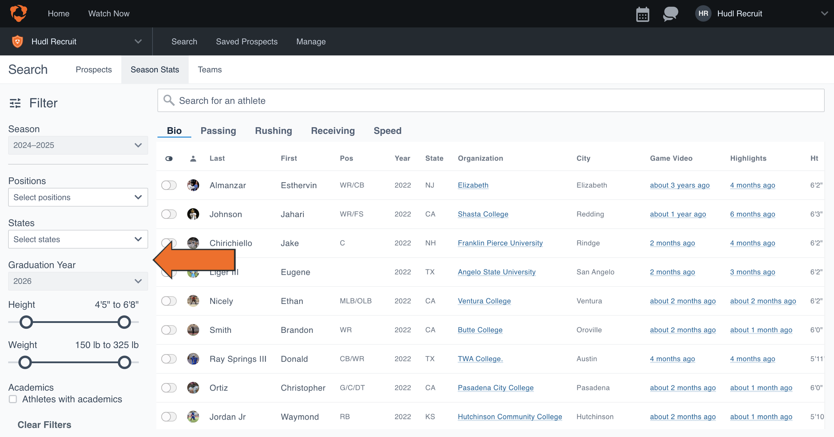 View Top Athlete Season Stats • Hudl Support