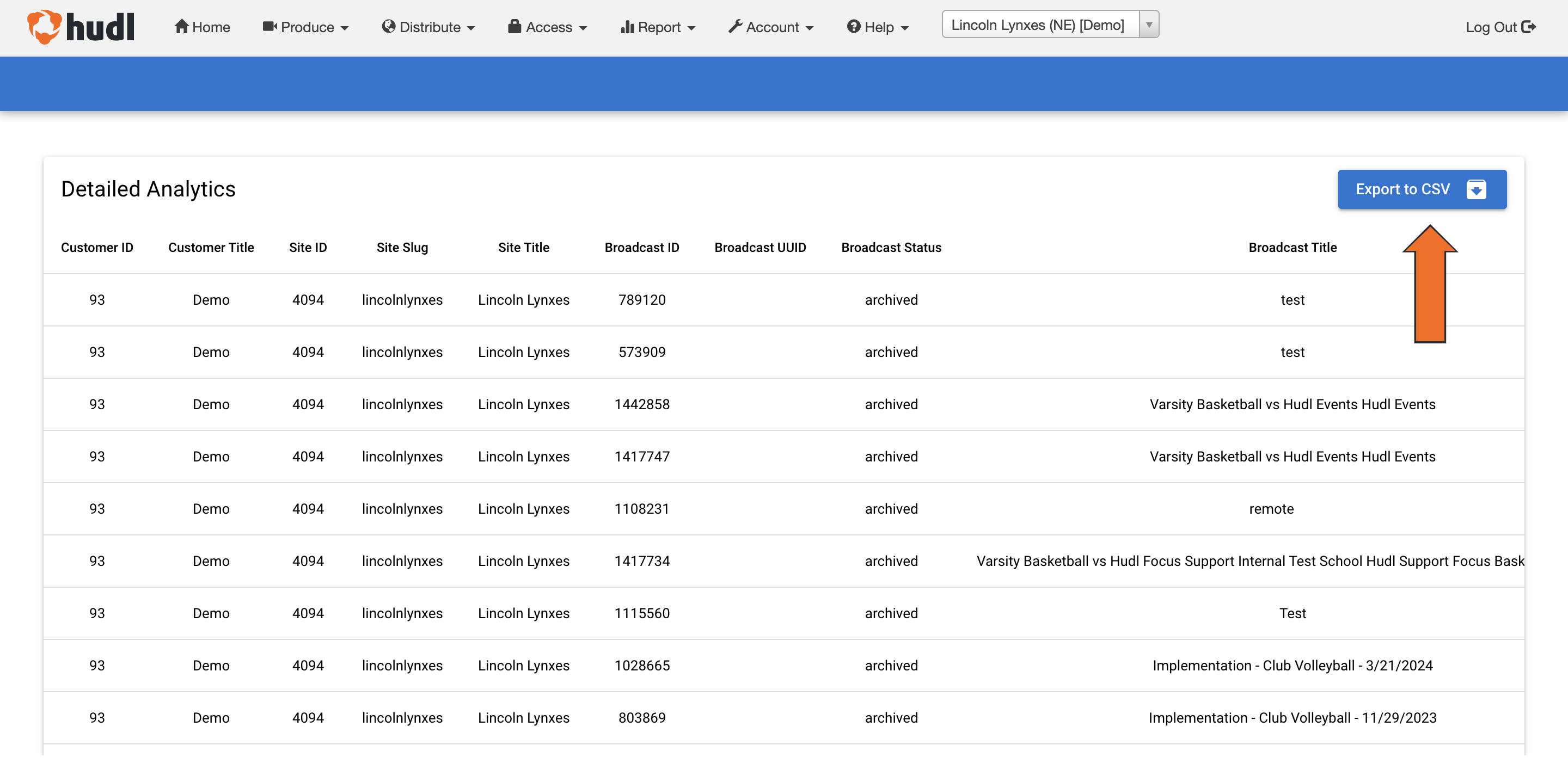 View Broadcast Analytics • Hudl Support